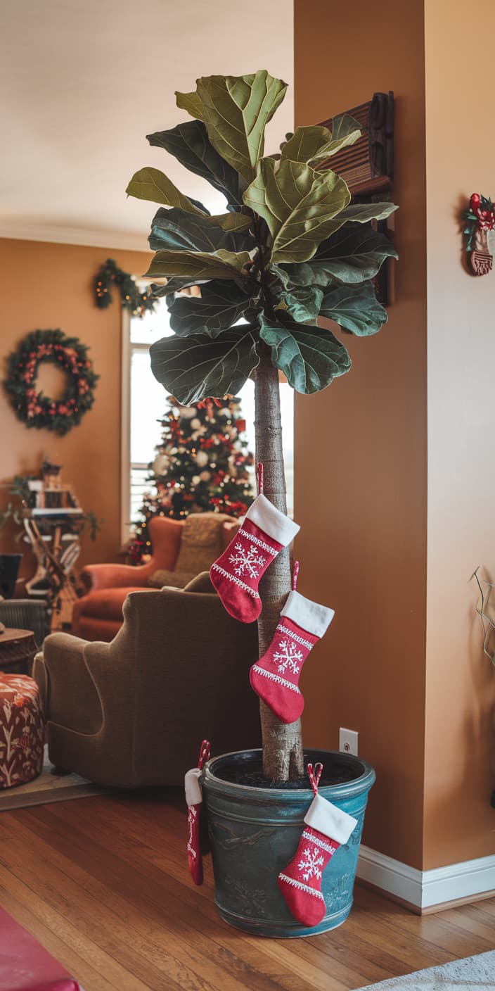 11 Fun Ideas to Decorate Your Fiddle Leaf Fig for Christmas