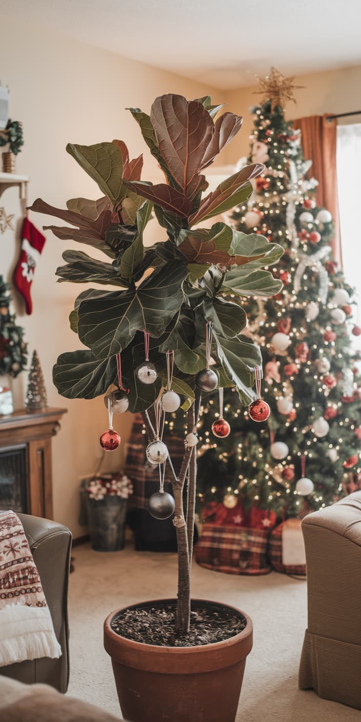 11 Fun Ideas to Decorate Your Fiddle Leaf Fig for Christmas